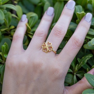 14K Tiny Clover Ring 925 Silver Four Leaf Clover Ring Good - Etsy