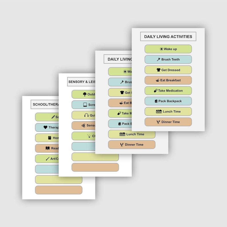 Sensory Schedule Template | Printable Visual Routine for Kids | Autism ...