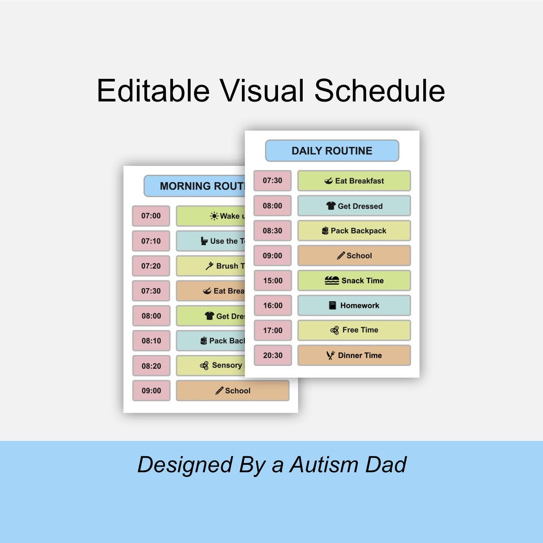 Sensory Schedule Template | Printable Visual Routine for Kids | Autism ...
