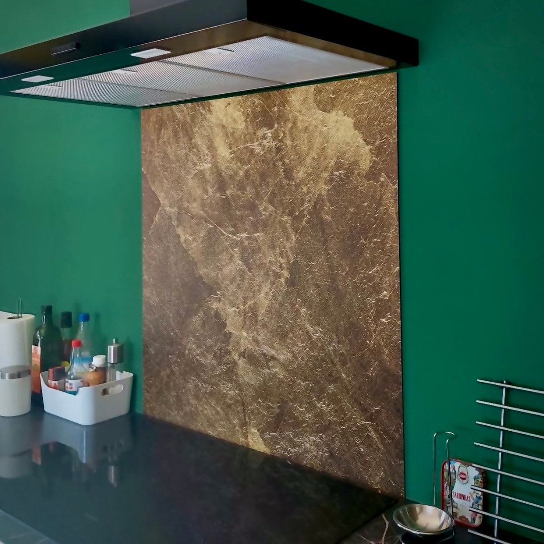 Kitchen Back Wall With Gold Design - Etsy