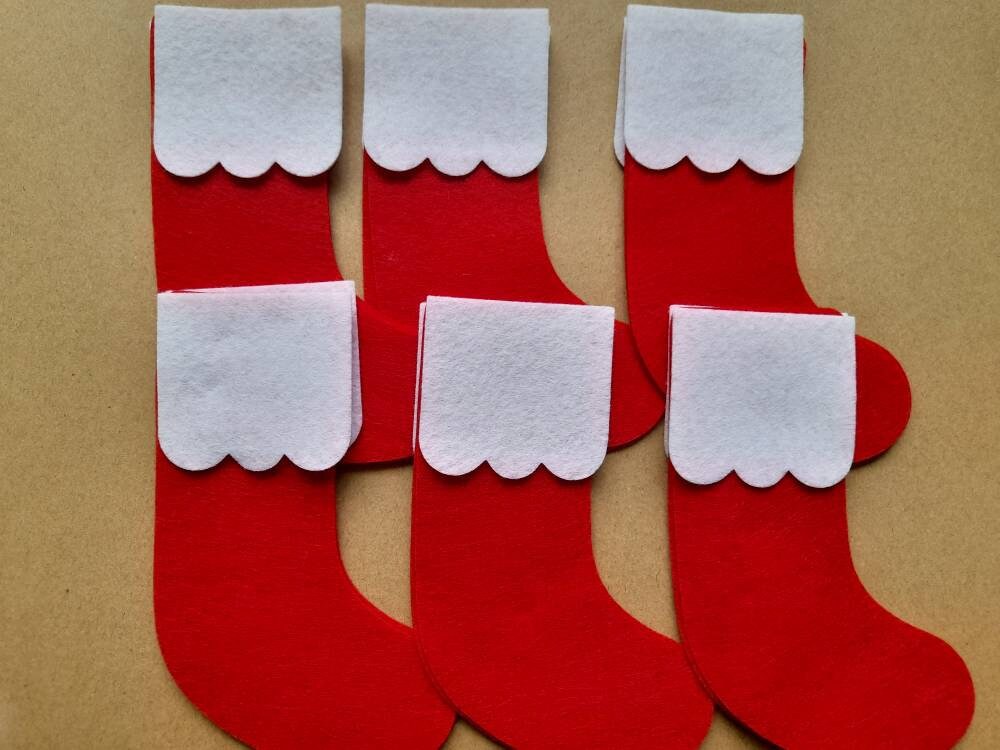 Die Cut Felt Red and White Stockings X 12 - Etsy