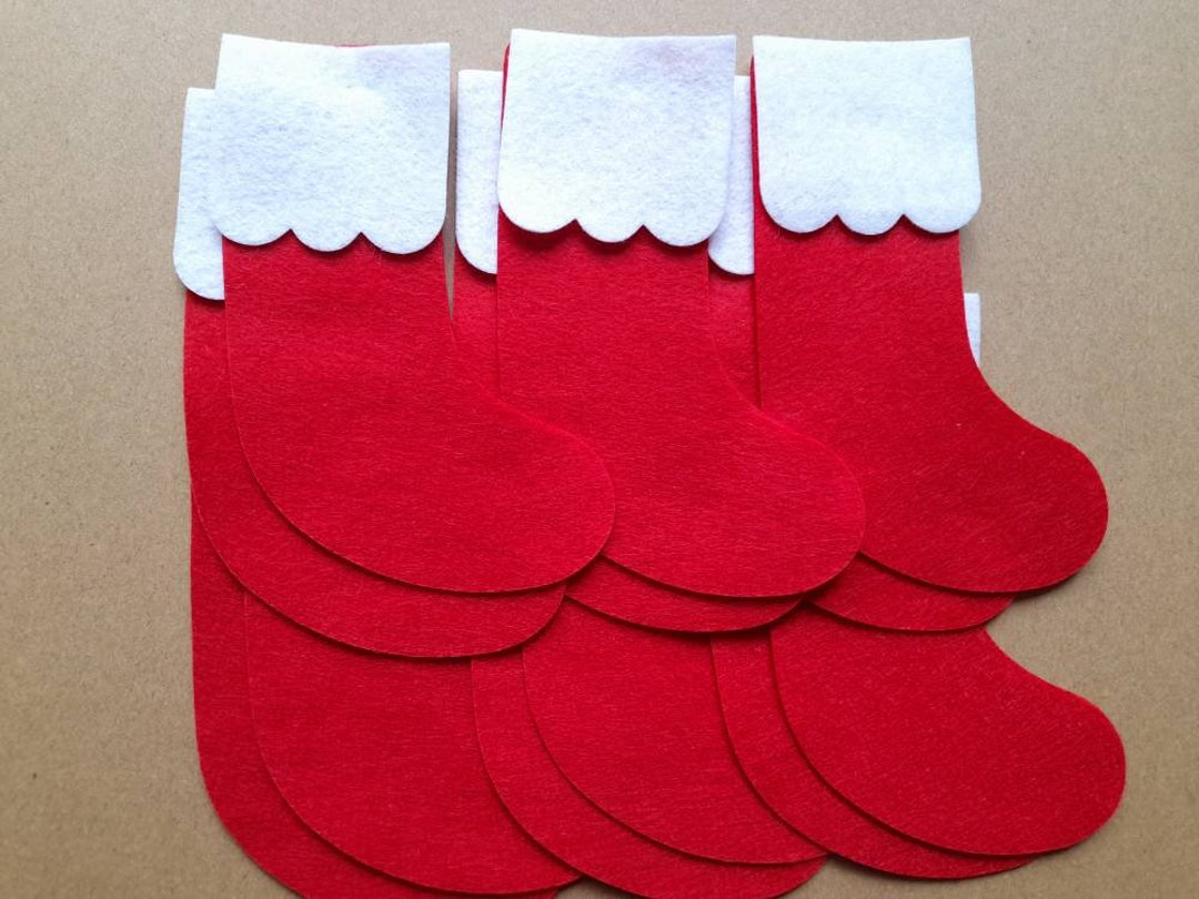 Die Cut Felt Red and White Stockings X 12 - Etsy