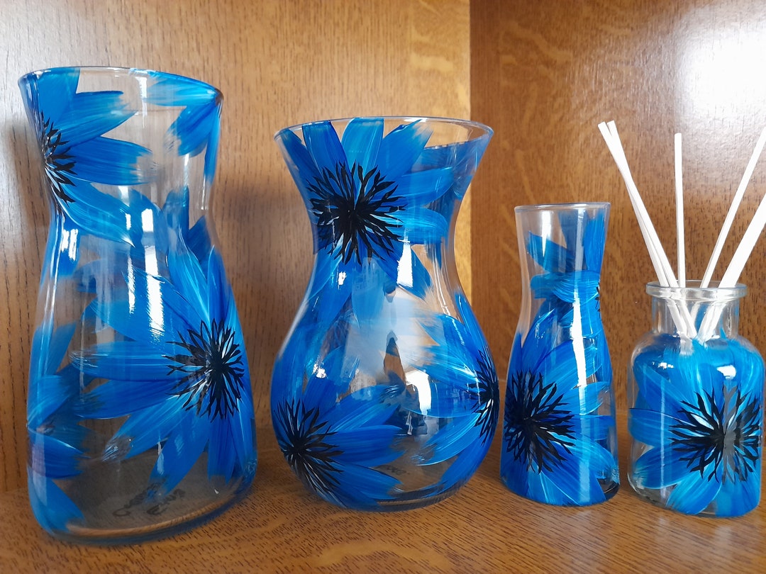 Hand Painted Blue Cornflower Vase Different Vase Shapes and Sizes ...