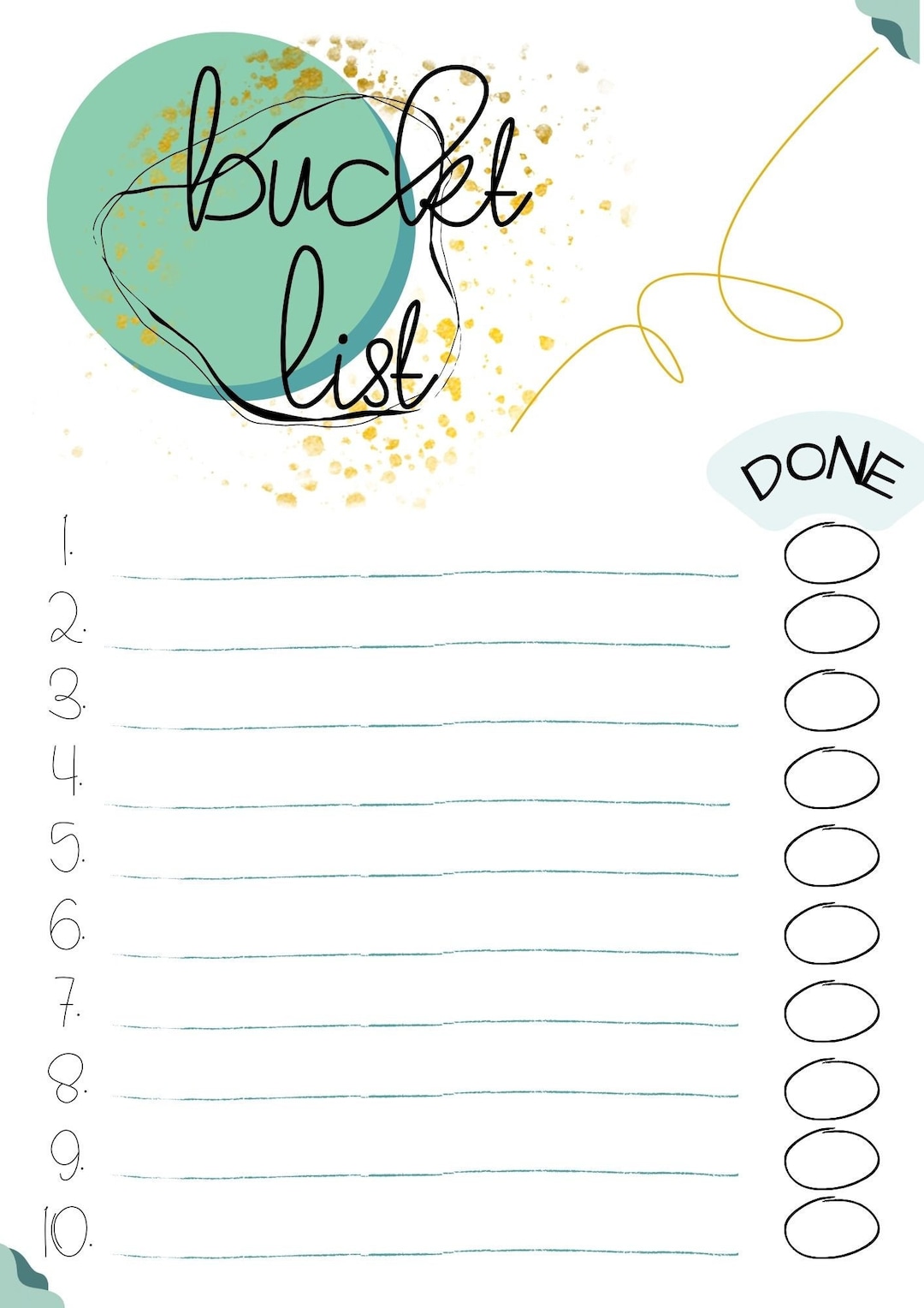 Bucket List PDF Bucket List Todolist - Etsy