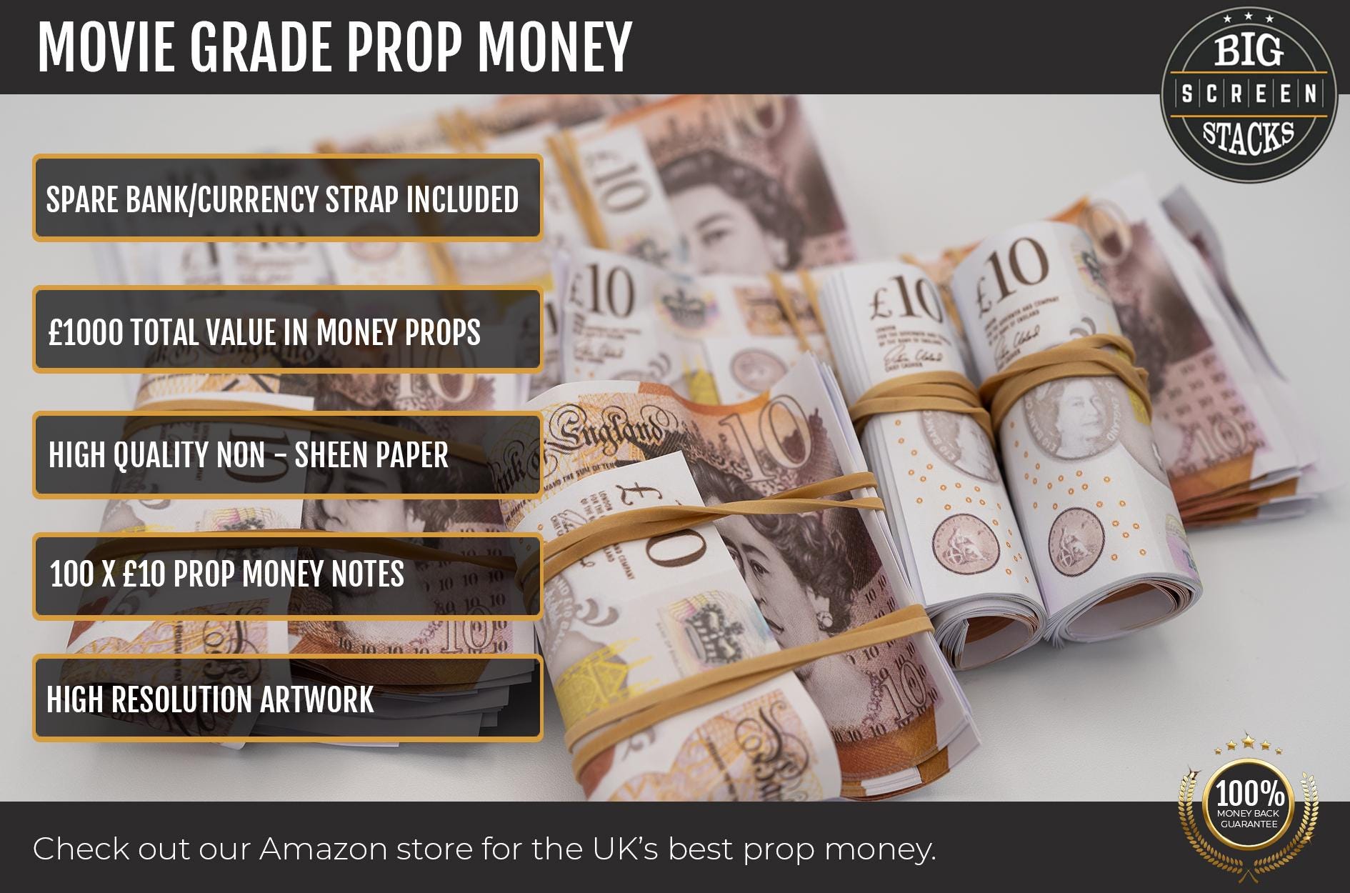 Big Screen Stacks | Prop Money 10 Pounds for Films, TV and Pretend Use ...