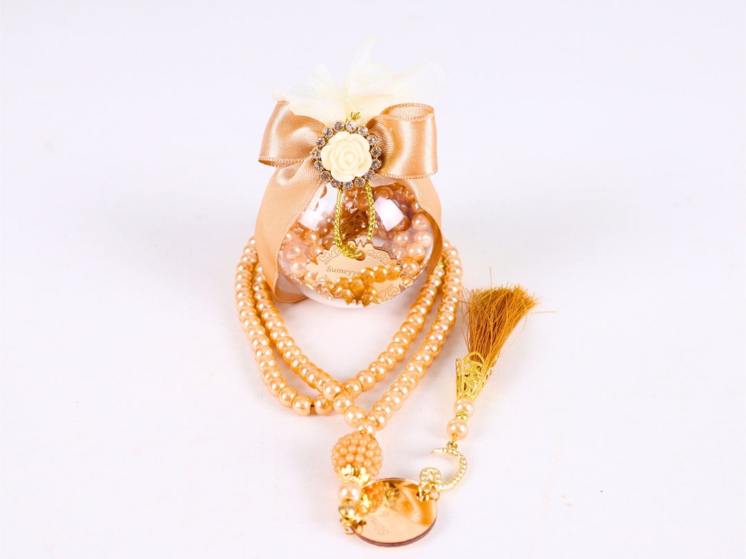 Personalized Pearl Prayer Beads Tasbeeh Favors | Ramadan Mubarak Gift ...