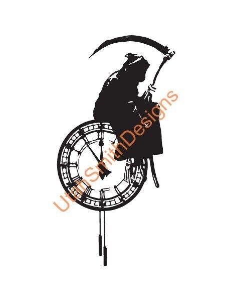 Grim Reaper Sitting on Clock Svg File Eps File Dxf File Pdf File Png ...