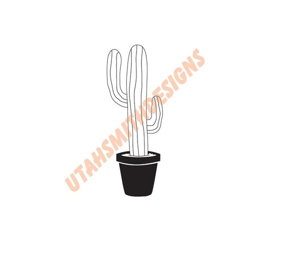 Cactus in Pot Type 2 Svg Dxf Pdf Jpeg Png Digital File Only | Etsy