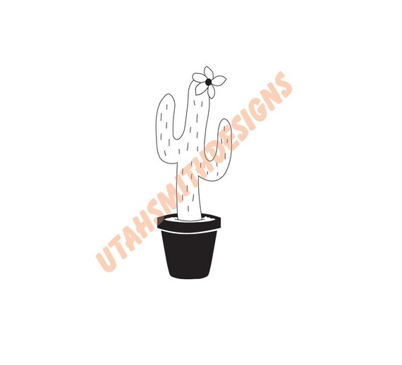 Cactus in Pot Type 1 Svg Dxf Pdf Jpeg Png Digital File Only | Etsy