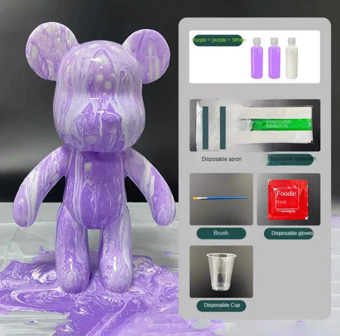 Bearbrick DIY Painting White Vinyl Bear Sculpture Hand Painting Pour ...