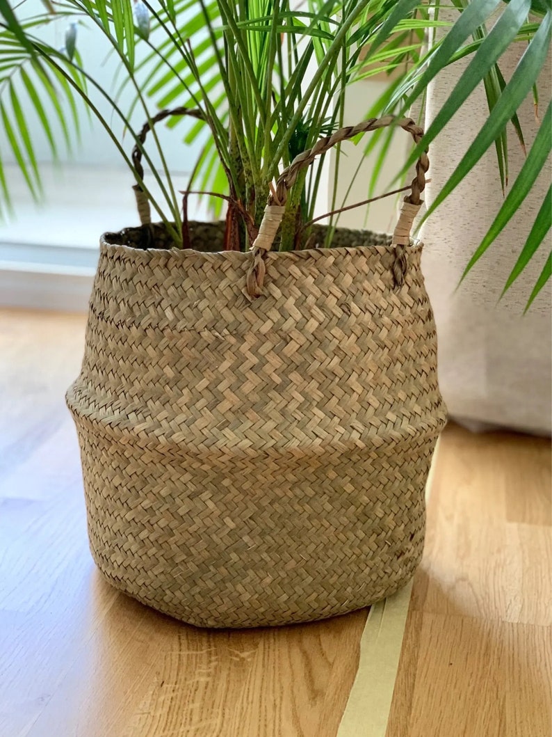 Seaweed Wicker Basket Rattan Hanging Flowerpot Dirty Clothes Storage - Etsy