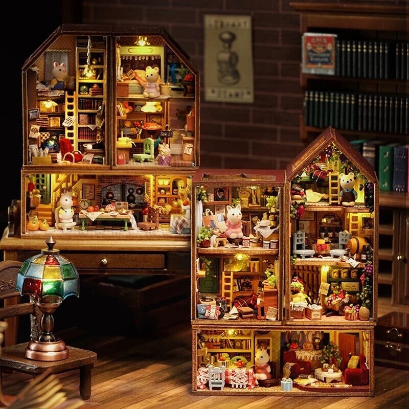 DIY Handmade Doll House Cabin Puzzle Tabletop Ornament Decoration ...