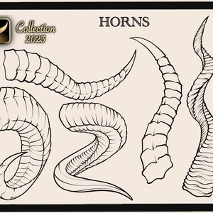 30 HORNS BRUSH for Procreate/ Photoshop/ Clip Studio Paint - Etsy