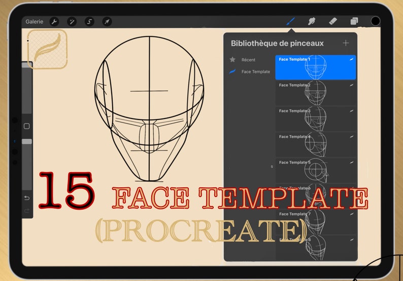 15 FACE TEMPLATE for PROCREATE - Etsy