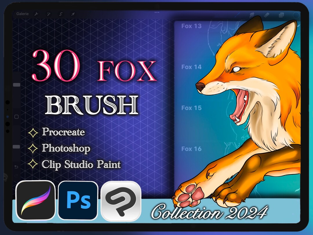 30 FOX BRUSH for Procreate / Clip Studio Paint / Photoshop collection ...