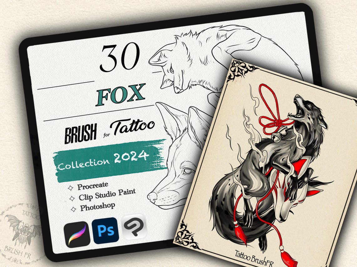 30 FOX BRUSH for Procreate / Clip Studio Paint / Photoshop (collection ...