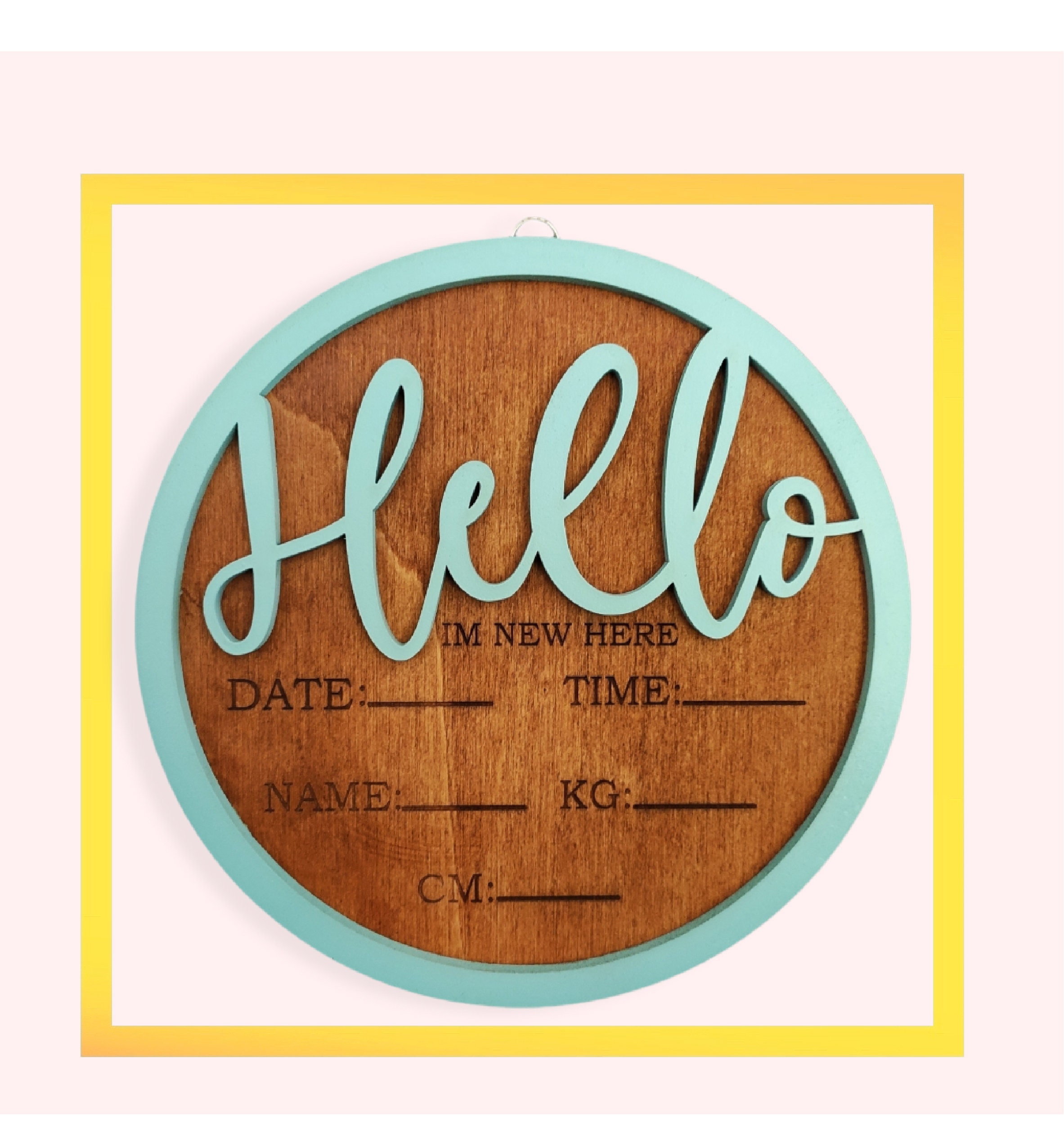Wooden Baby Announcement Sign, Hello World Sign | New Baby Arrival Sign ...