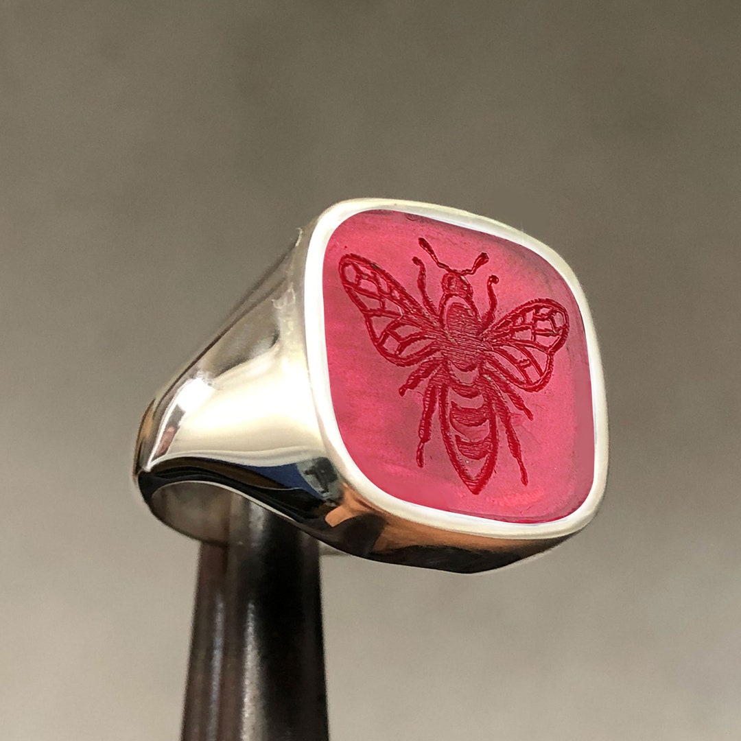 Custom Square Family Coat of Arms Intaglio Ring, Personalized Solid ...