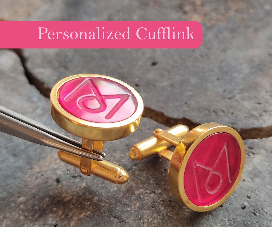 Personalized Gold Ruby Intaglio Cufflink, Cufflink Gemstone Gift, Personalized Cufflinks, Coat ...