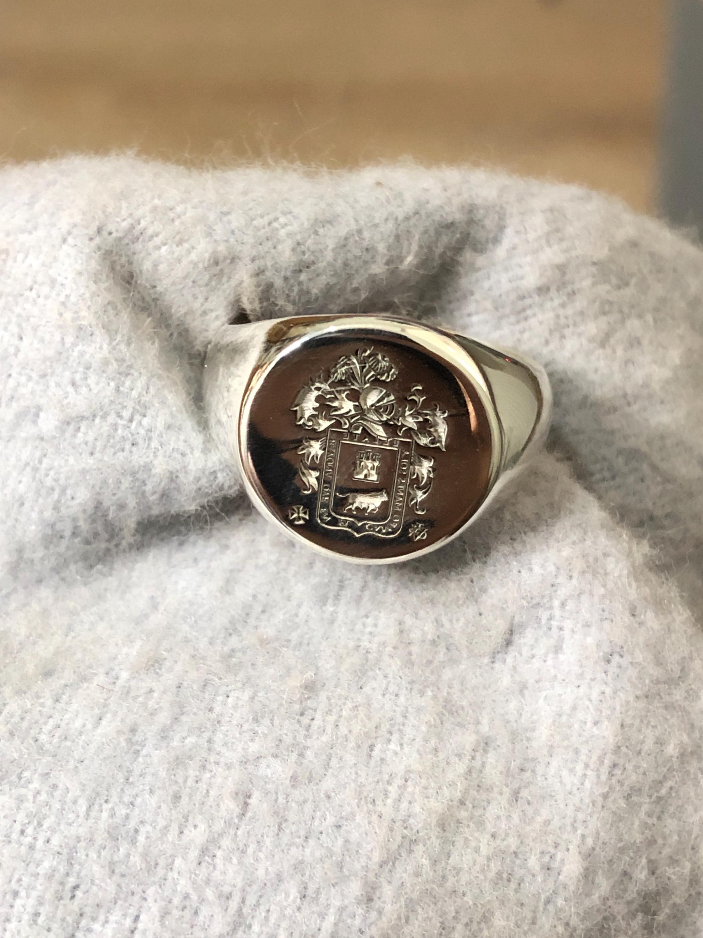 Custom Family Crest Signet Ring: Hand Engraved Coat of Arms - Etsy