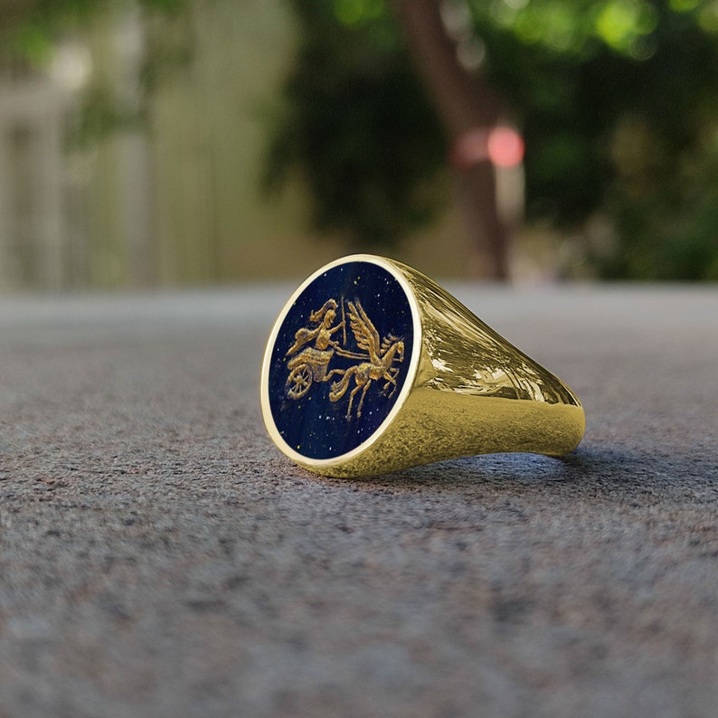 Roman & Byzantine Symbols - Hand Carved Signet Ring in Lapis Lazuli ...