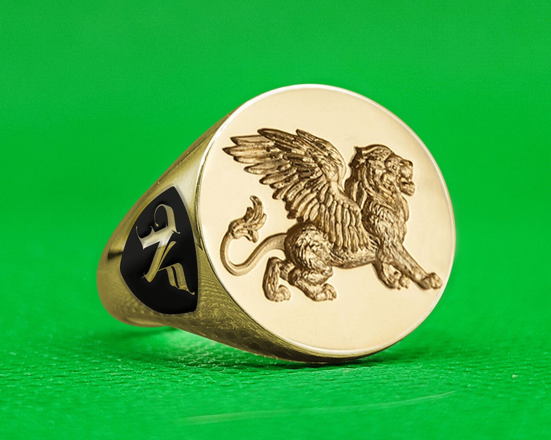 Custom Family Crest Signet Ring: Gold or Silver, Personalized - Etsy