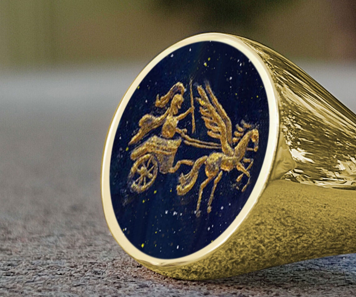 Roman & Byzantine Symbols - Hand Carved Signet Ring in Lapis Lazuli ...