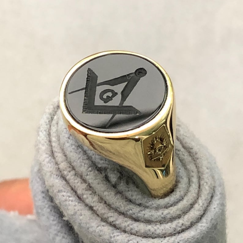 Masonic Signet Ring: Freemason Intaglio Seal Jewelry , Personalized ...