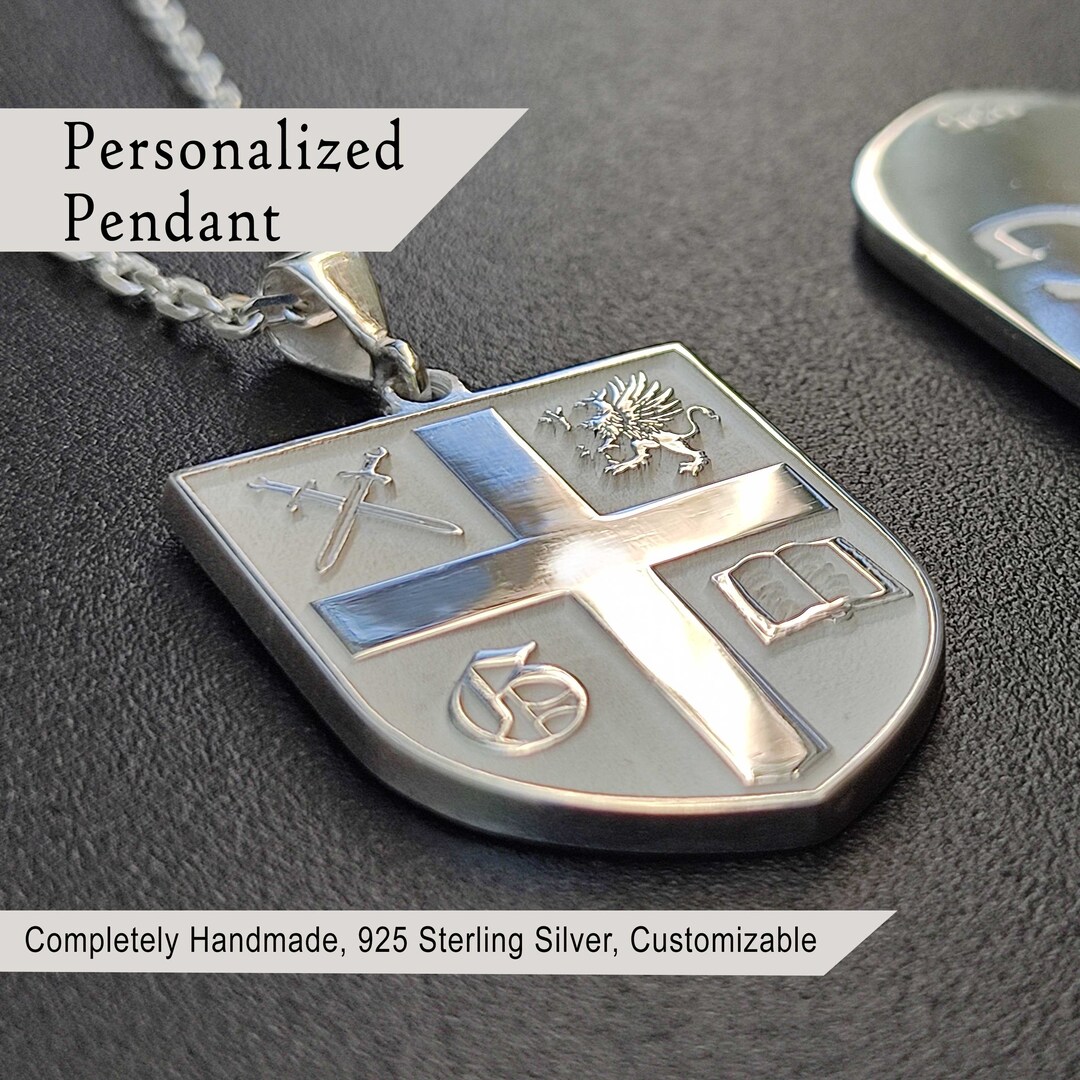 Personalized Family Crest Signet Necklace-pendant, Custom Pendant, Coat ...