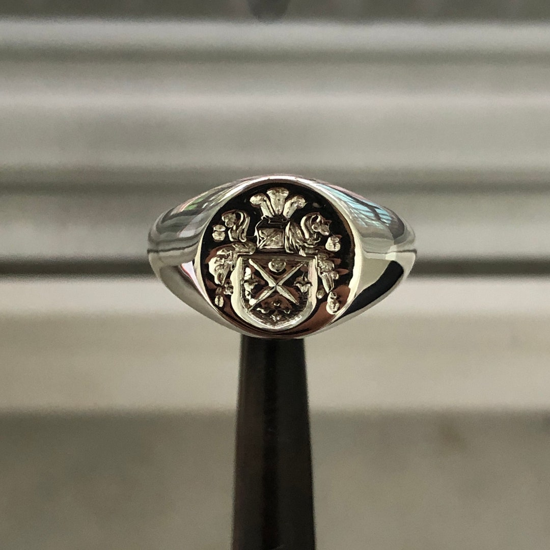 Gold or Silver Family Crest Ring – Custom Seal Ring – Personalized ...