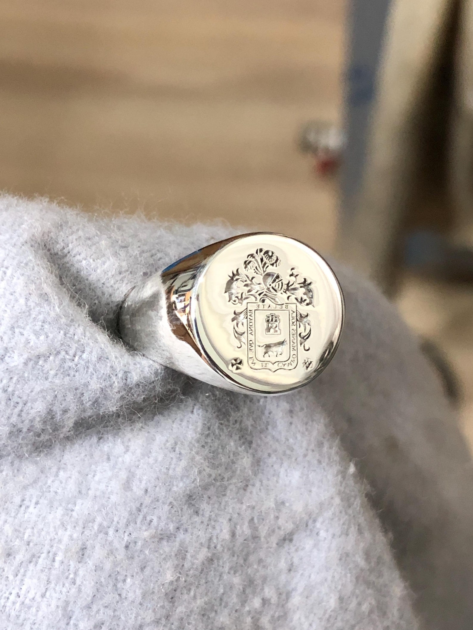 Custom Family Crest Signet Ring: Hand Engraved Coat of Arms - Etsy