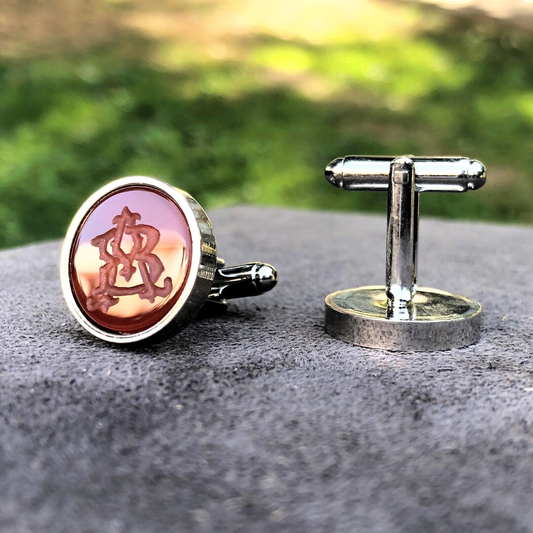 Custom Gemstone Intaglio Carving Cufflinks, Personalized Engraving ...