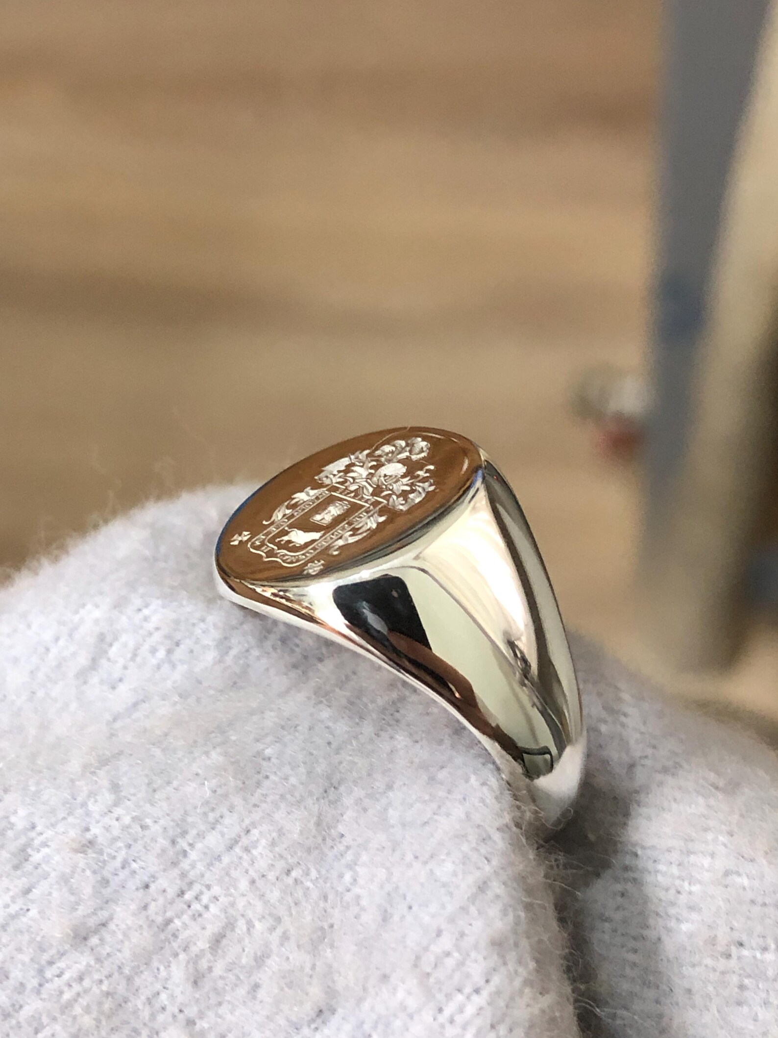 Custom Family Crest Signet Ring: Hand Engraved Coat of Arms - Etsy