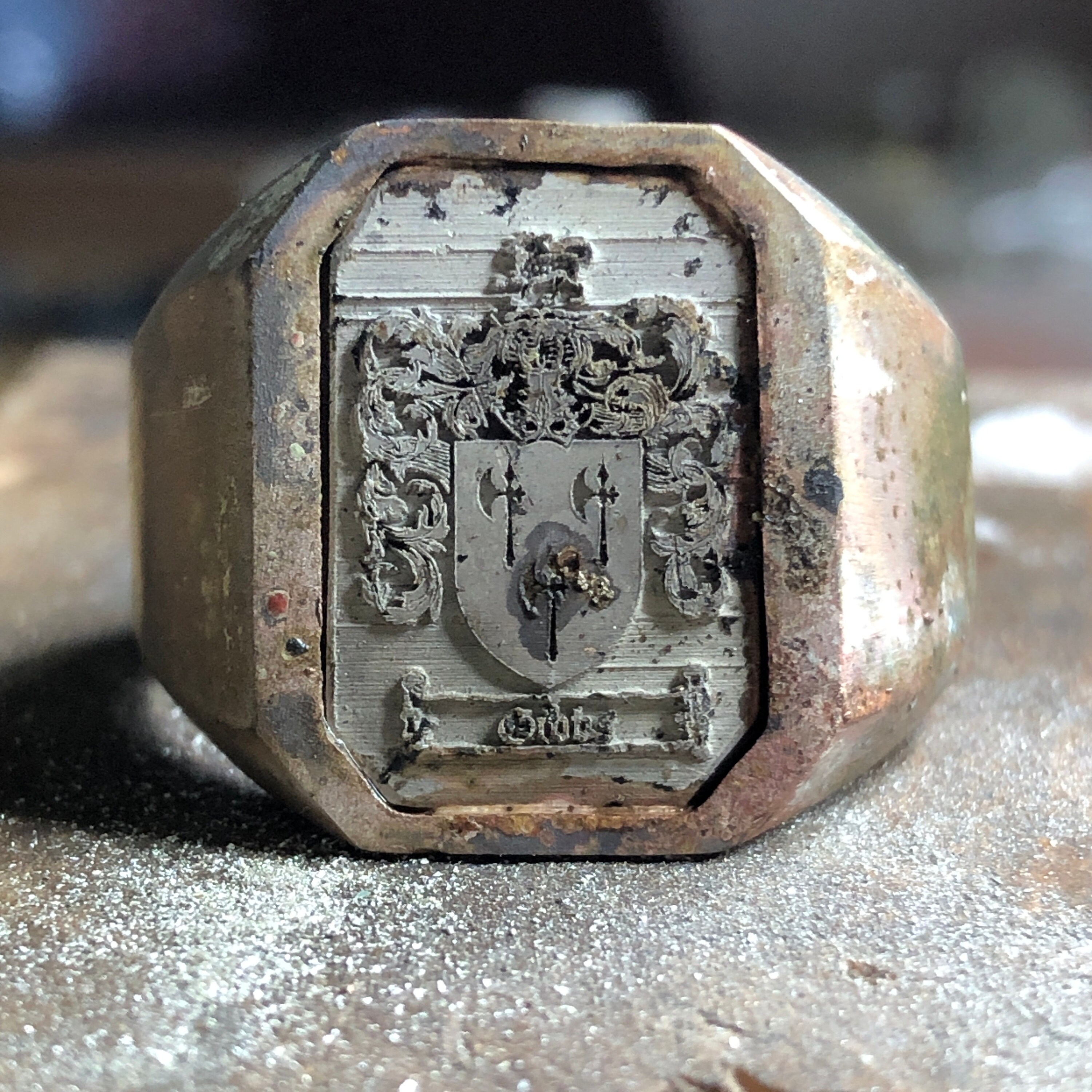 Vintage Style Family Crest Signet Ring, Engraved Solid Gold or Sterling ...