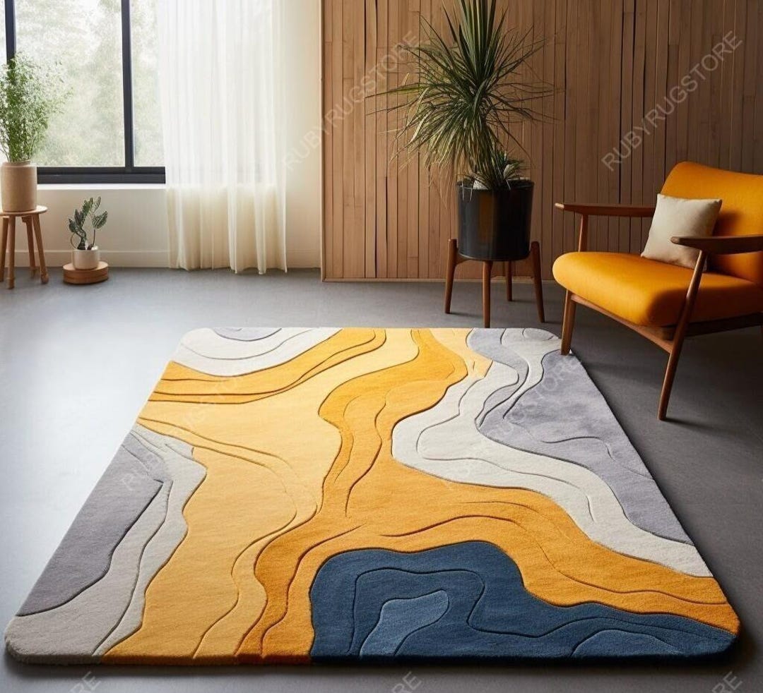Topographic Wool Rug – Hand-tufted Modern Carpet With Earth-inspired ...