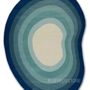 Kidney Shaped Shaded Design Handmade Rugs | Hand Tufted Rug 100%new ...