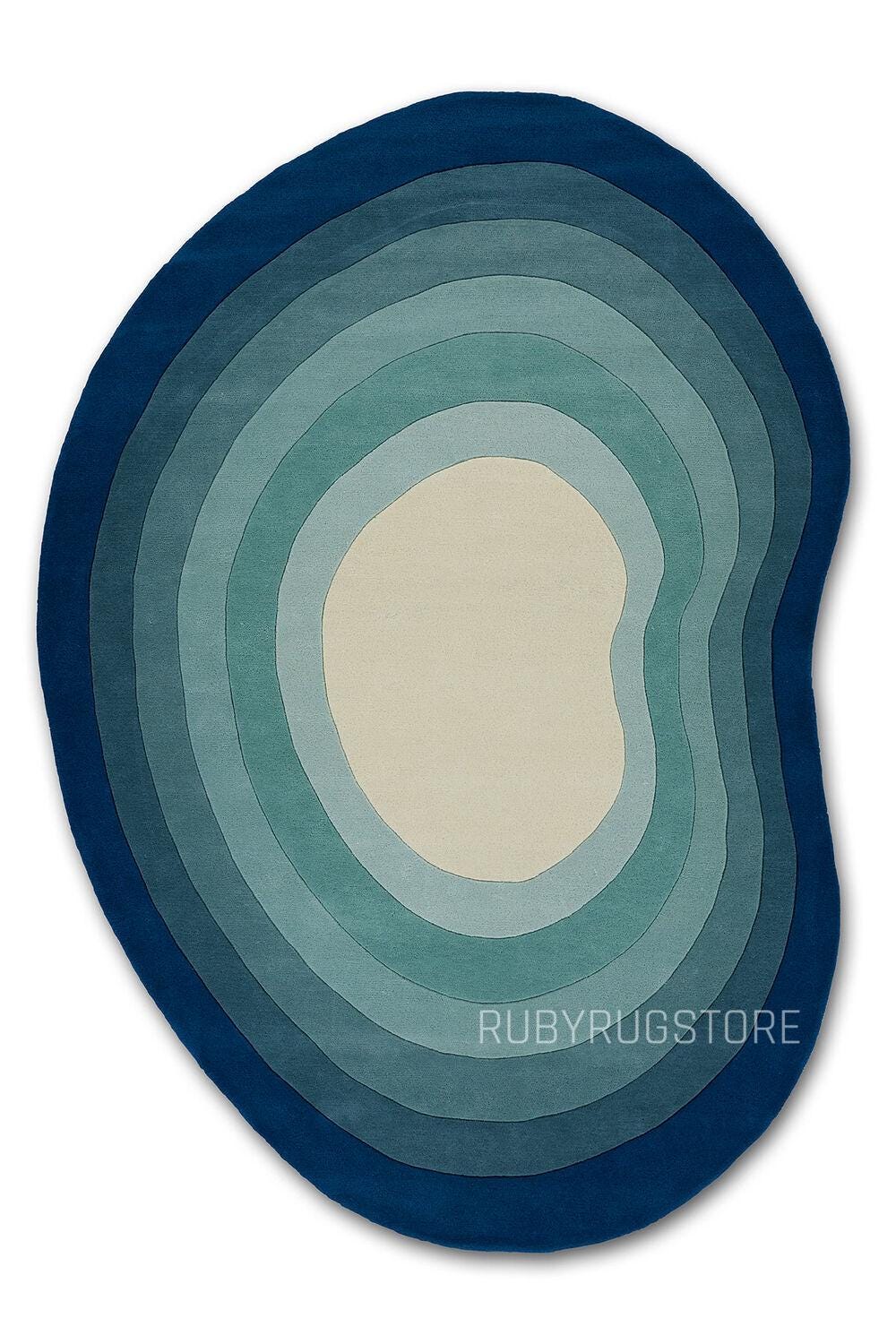 Kidney Shaped Shaded Design Handmade Rugs | Hand Tufted Rug 100%new ...