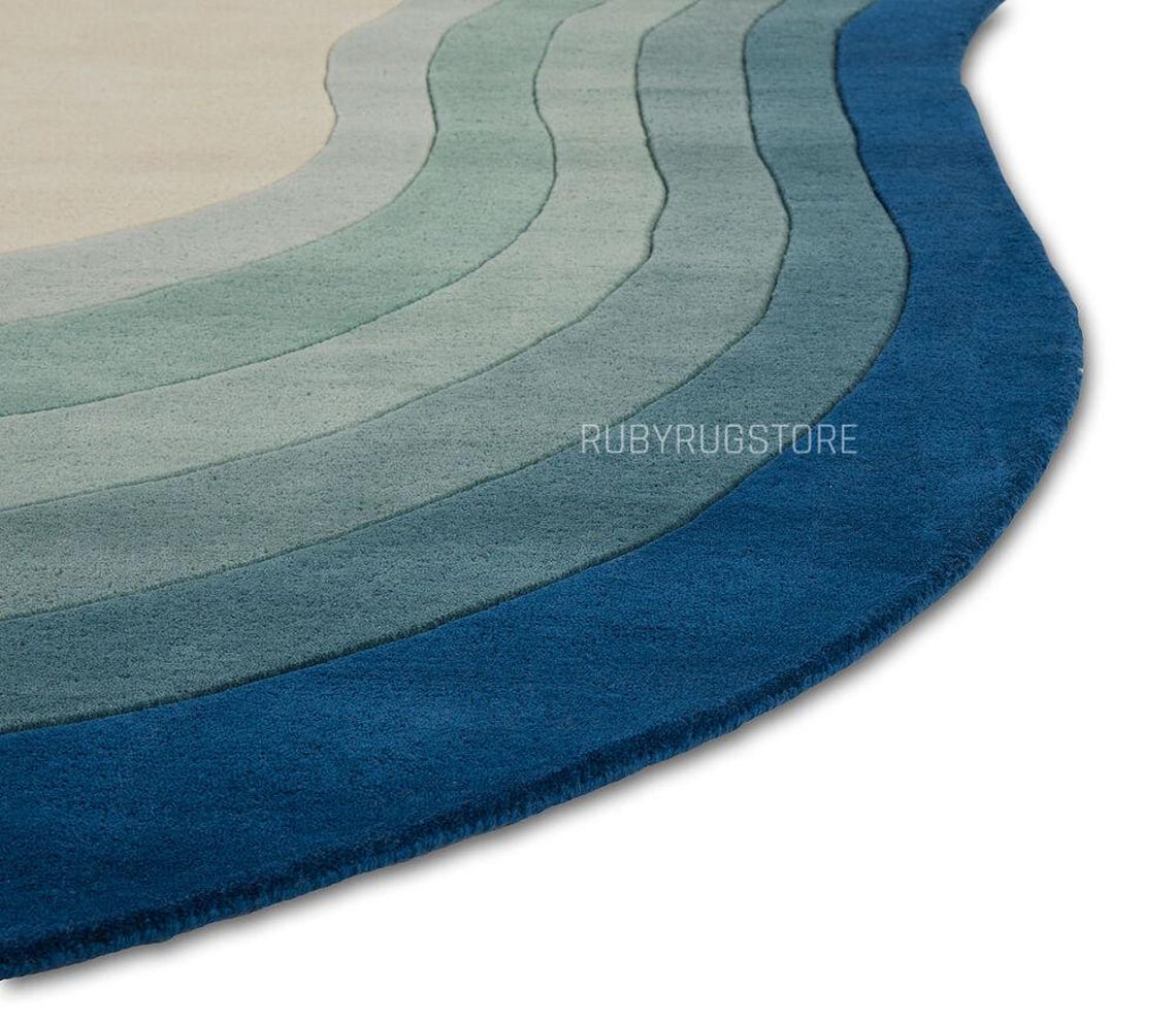 Kidney Shaped Shaded Design Handmade Rugs | Hand Tufted Rug 100%new ...