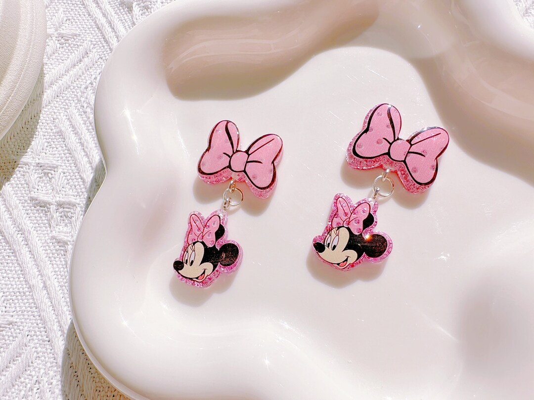 Disney Inspired Minnie Earrings,clip-on/studs Minnie Bow Earrings ...