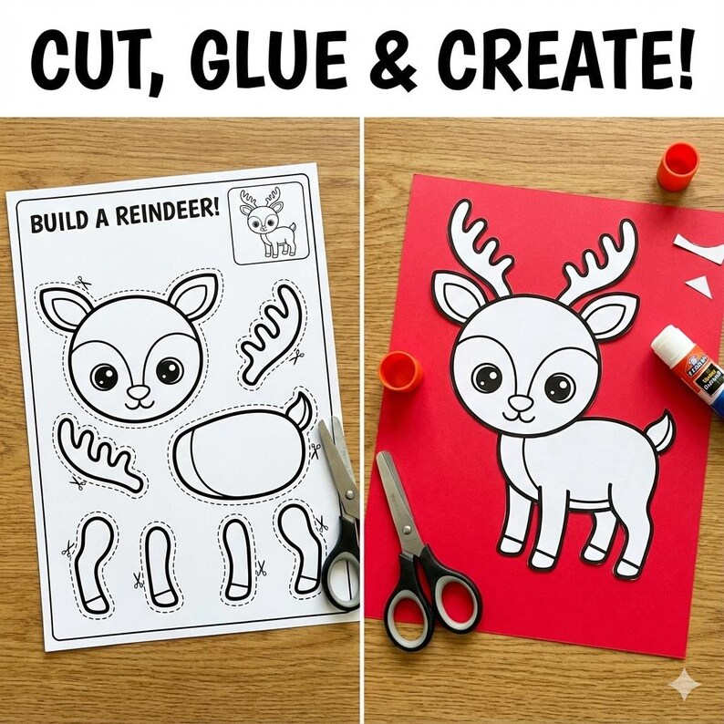 Christmas Scissor Skills Workbook Printable Cut and Paste Activity for ...