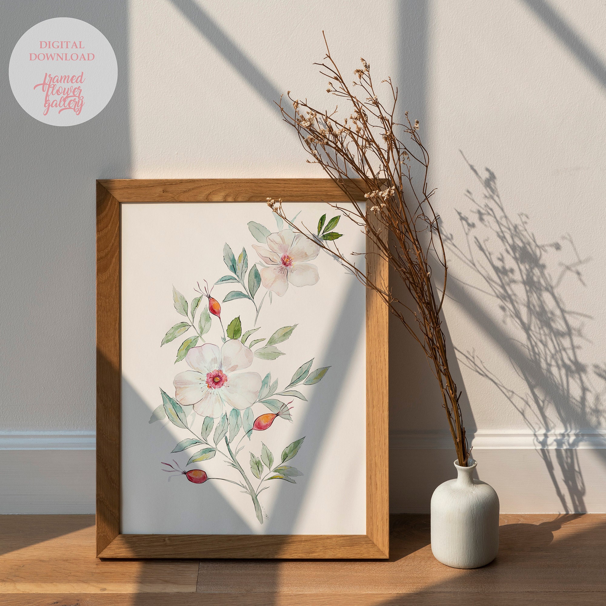 Watercolor Botanical Print Watercolour Flowers Wild Rose - Etsy