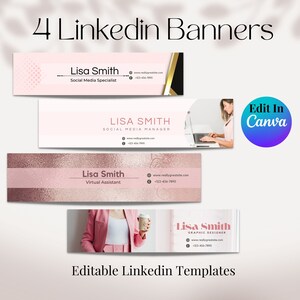 Linkedin Banner Template Pink Linkedin Banners Canva Template Editable ...