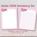 Pink Bow Printable Stationery Set for Her Printable Lined and Unlined ...