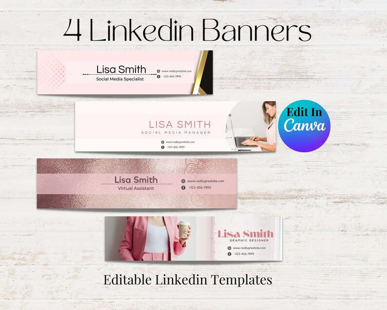 Linkedin Banner Template Pink Linkedin Banners Canva Template Editable ...