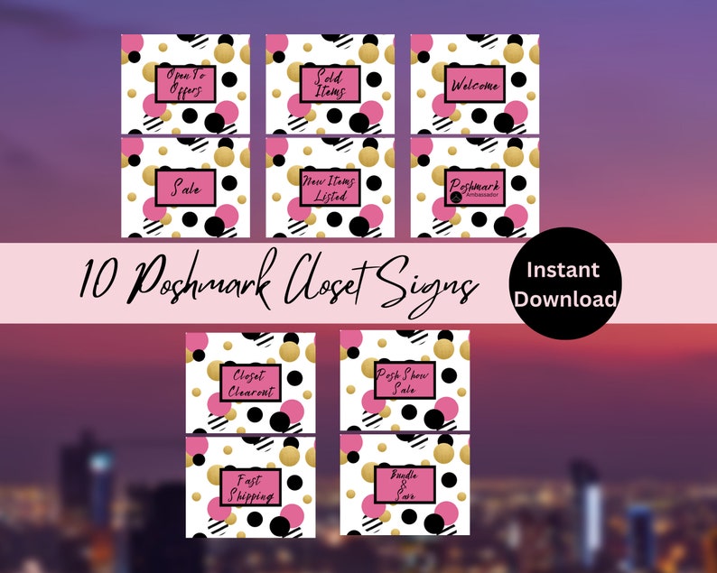 10 Poshmark Closet Signs Pink Black Gold Poshmark Closet Signs Posh ...