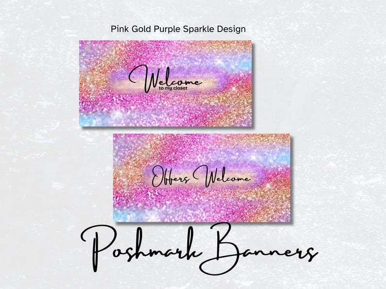 Poshmark Banner Sign Pink Gold Purple Sparkle Header Poshmark Seller ...
