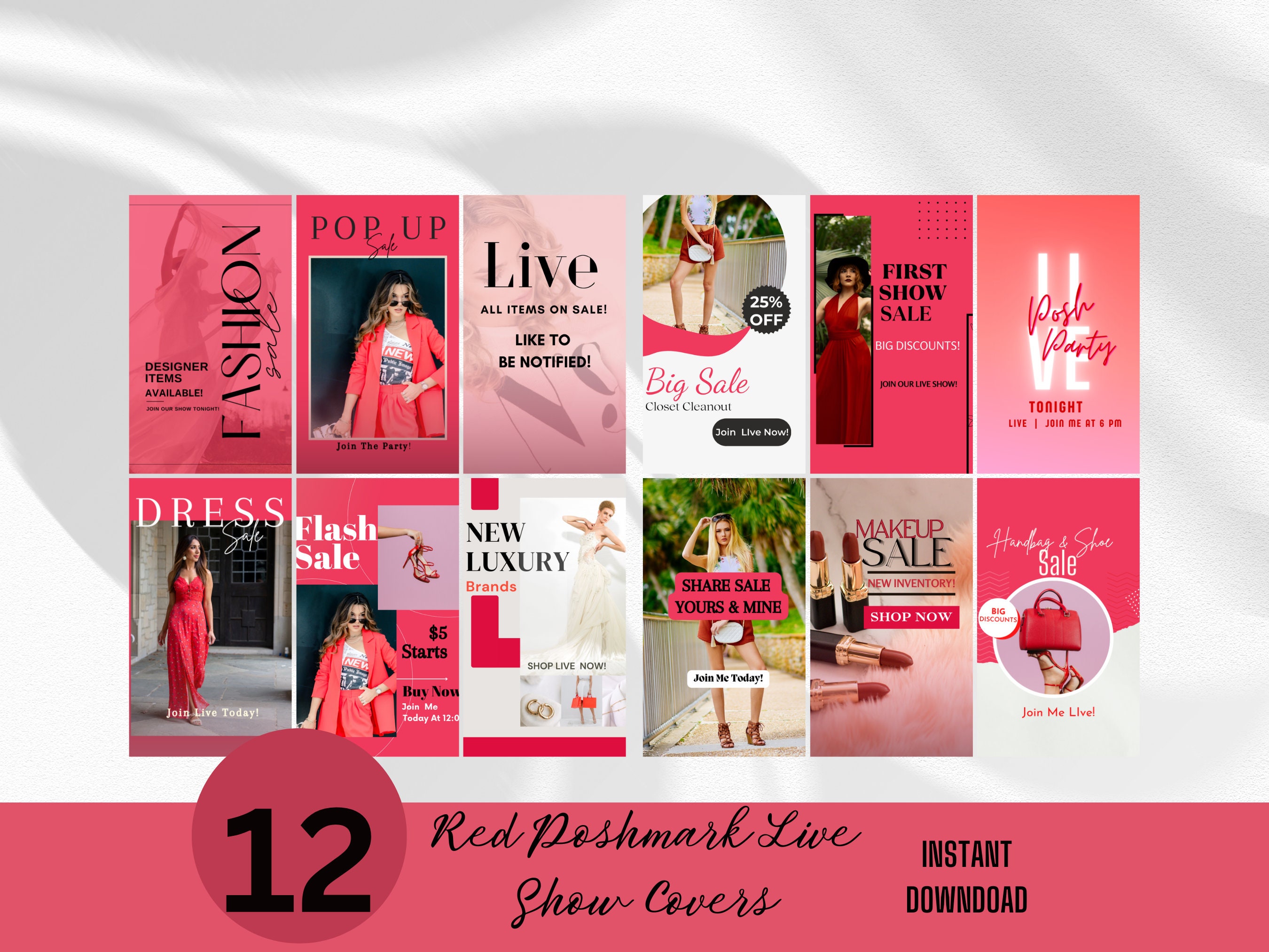 Poshmark Show Cover Images Red Posh Show Covers Poshmark Live - Etsy