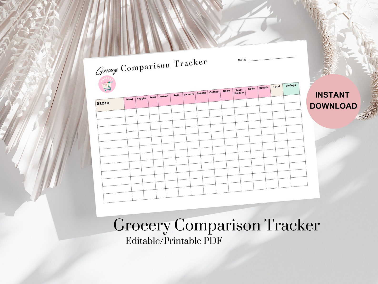 Grocery Comparison Tracker Grocery Store Shopping Tracker Planner ...