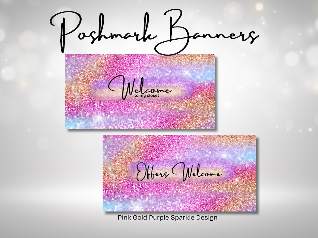 Poshmark Banner Sign Pink Gold Purple Sparkle Header Poshmark Seller ...
