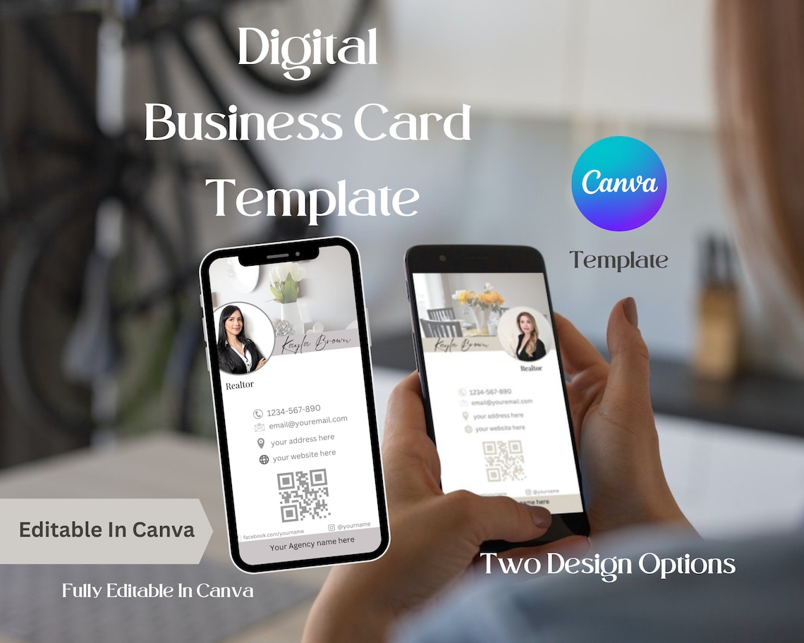 Digital Business Card Template Editable Canva Template DIY Business ...